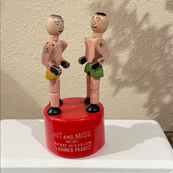 Toys | Vintage Hit And Miss Kohner Wooden Boxer Push Puppet 195s | Poshmark